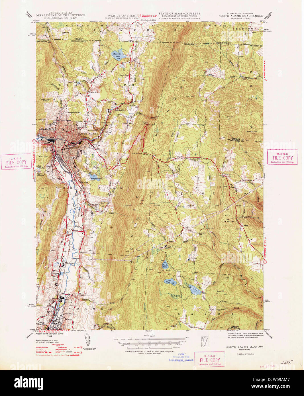 Massachusetts USGS Historical Topo Map MA North Adams 351990 1948 31680 ...