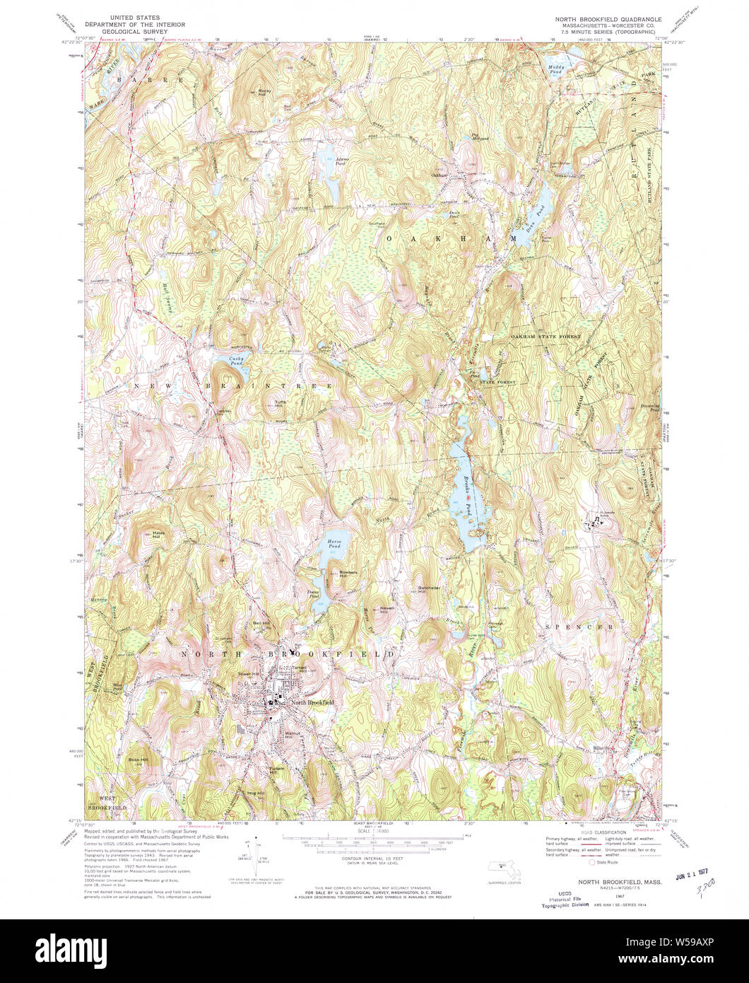 Massachusetts USGS Historical Topo Map MA North Brookfield 350388 1967 ...