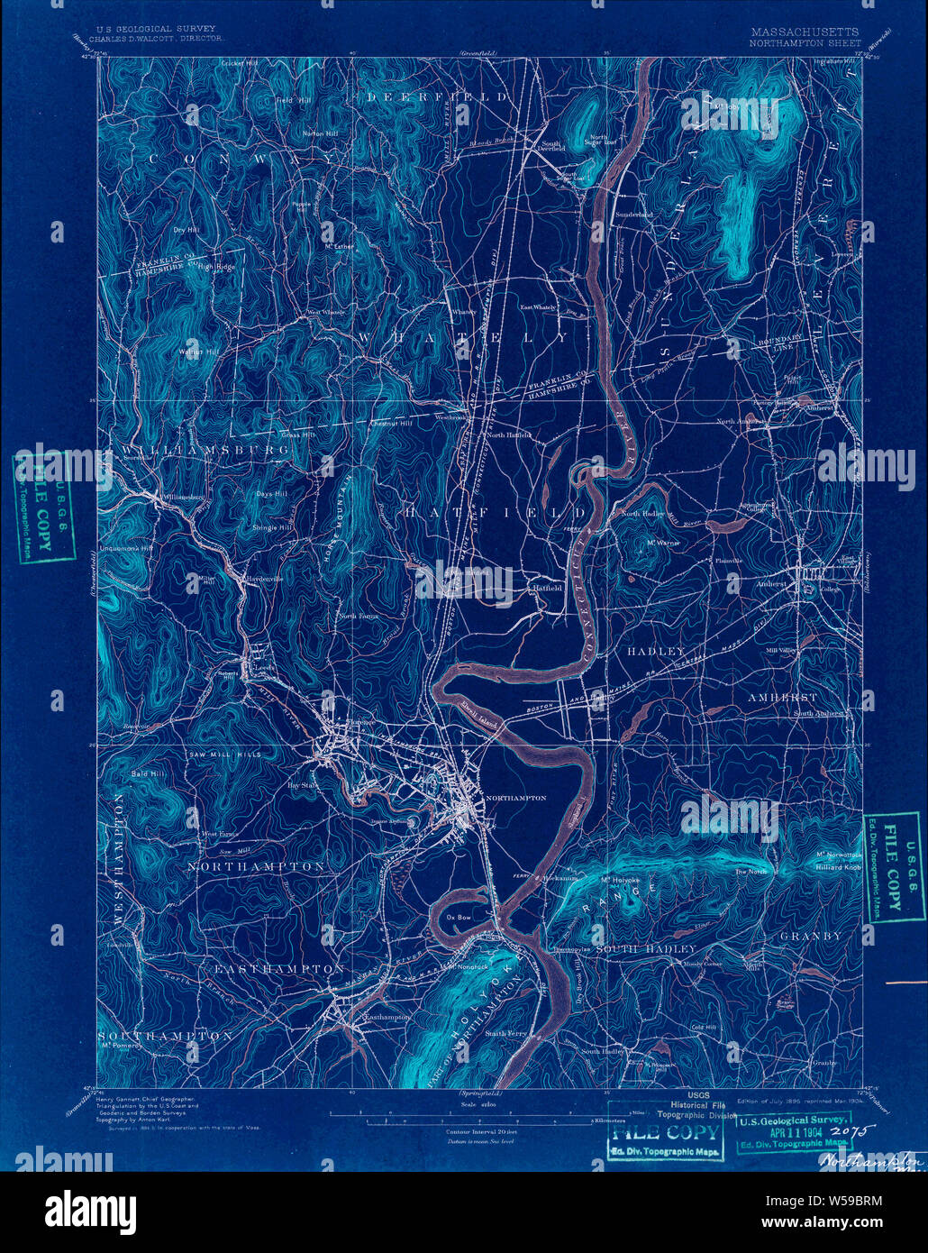 Massachusetts USGS Historical Topo Map MA Northampton 352903 1895 62500 ...