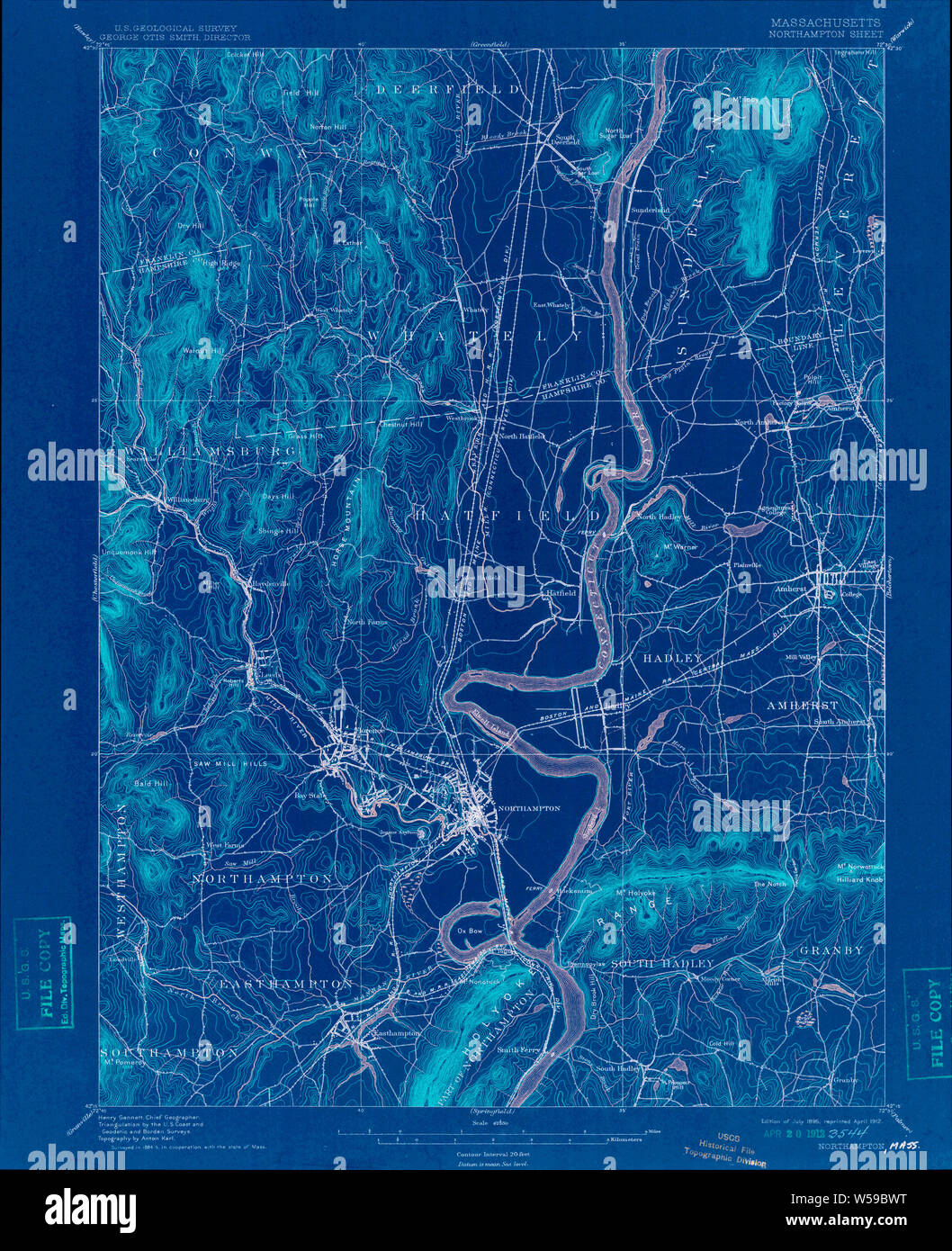 Massachusetts USGS Historical Topo Map MA Northampton 352906 1895 62500 ...