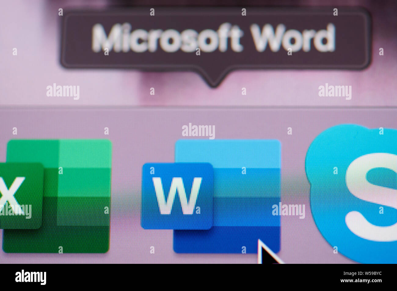 New york, USA - july 26, 2019: Choosing microsoft office word ...