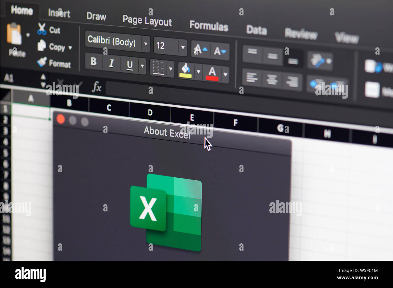 New york, USA - july 26, 2019: About microsoft office excel software on ...