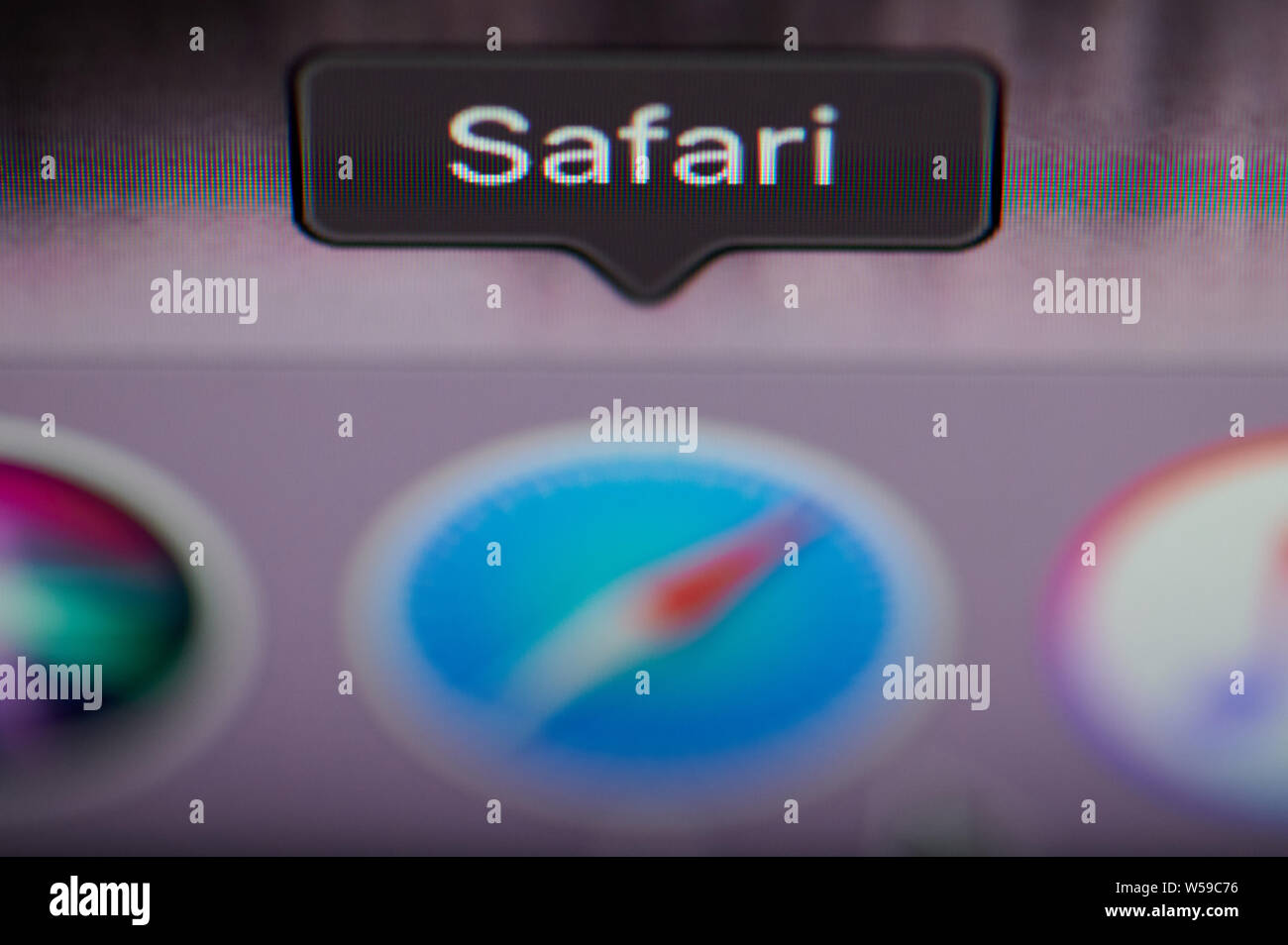 New york, USA - july 26, 2019: Selecting safari application on computer ...