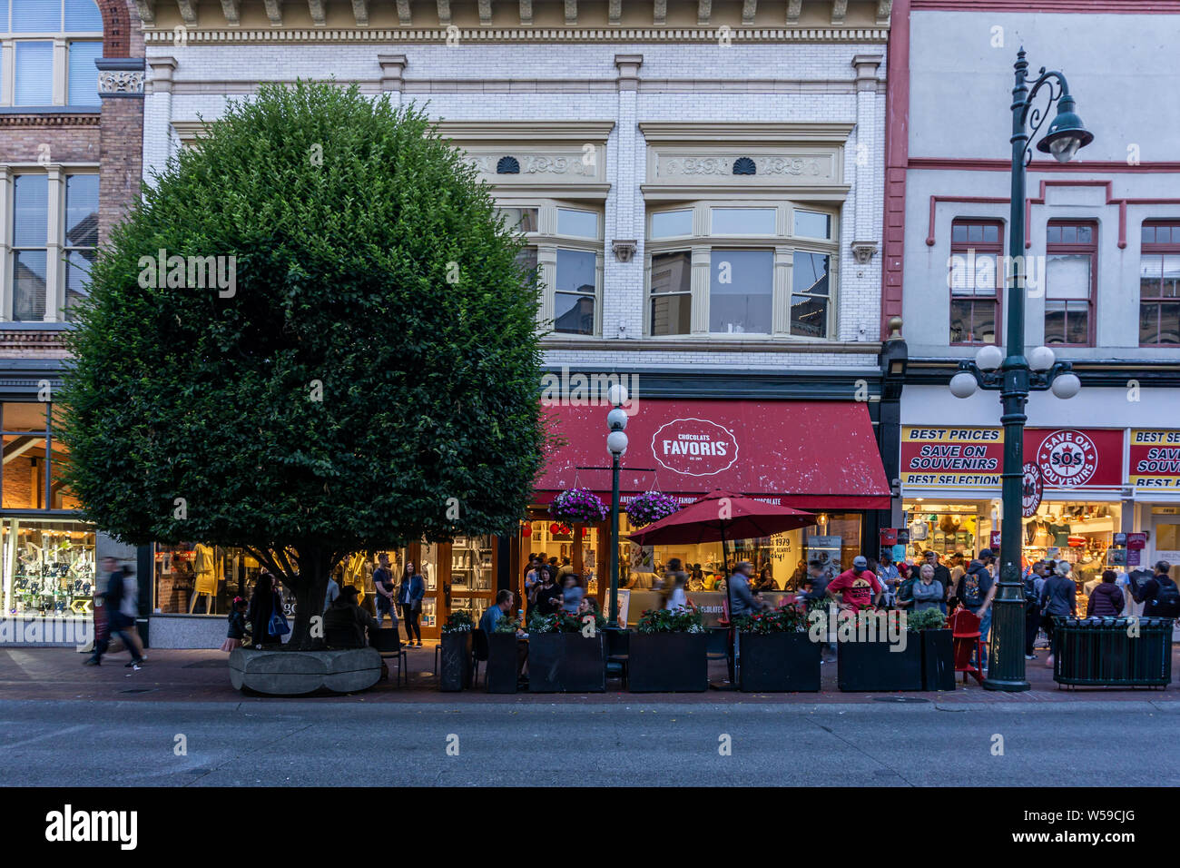 VICTORIA, CANADA - JULY 13, 2019: street view in the city center of ...