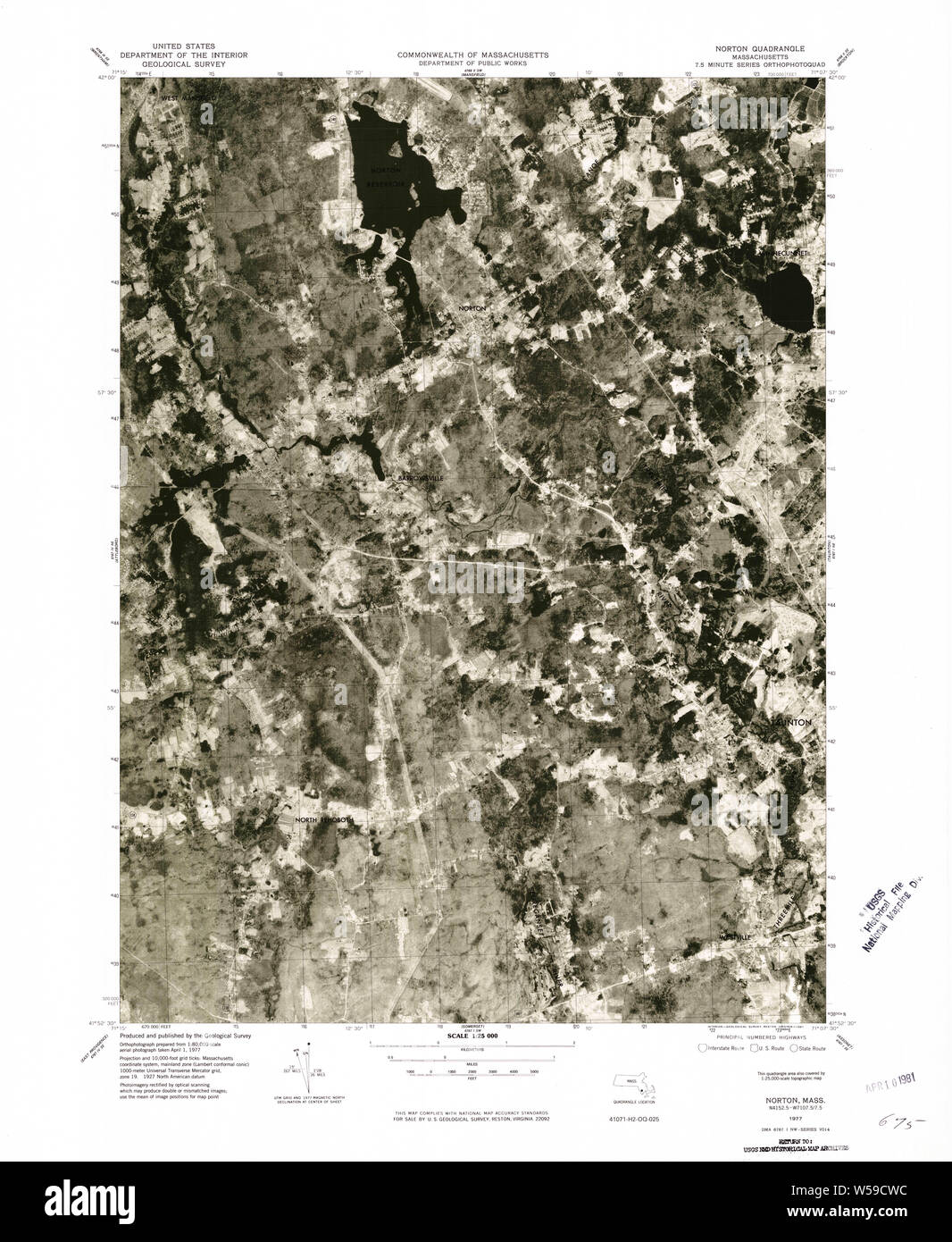 Massachusetts USGS Historical Topo Map MA Norton 351179 1977 25000 ...