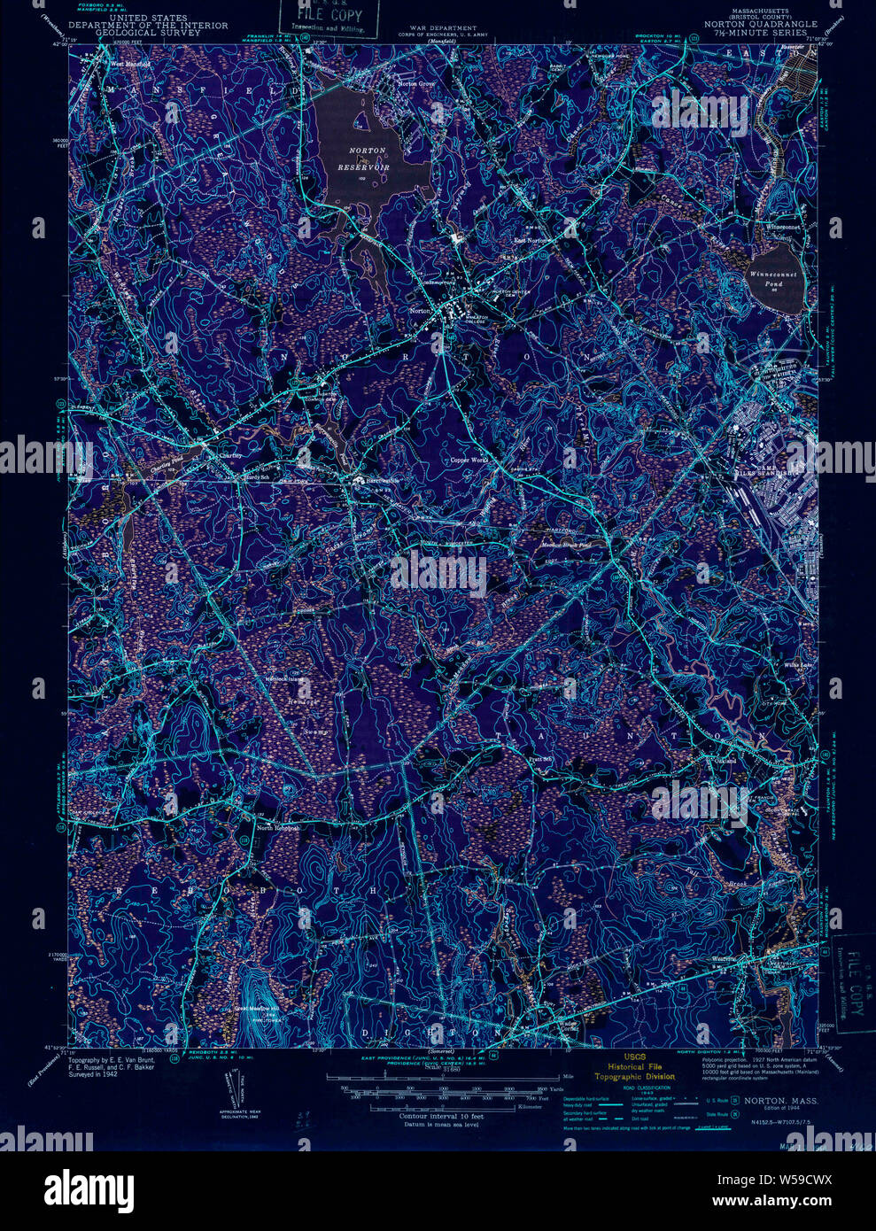 Massachusetts USGS Historical Topo Map MA Norton 352008 1944 31680 ...