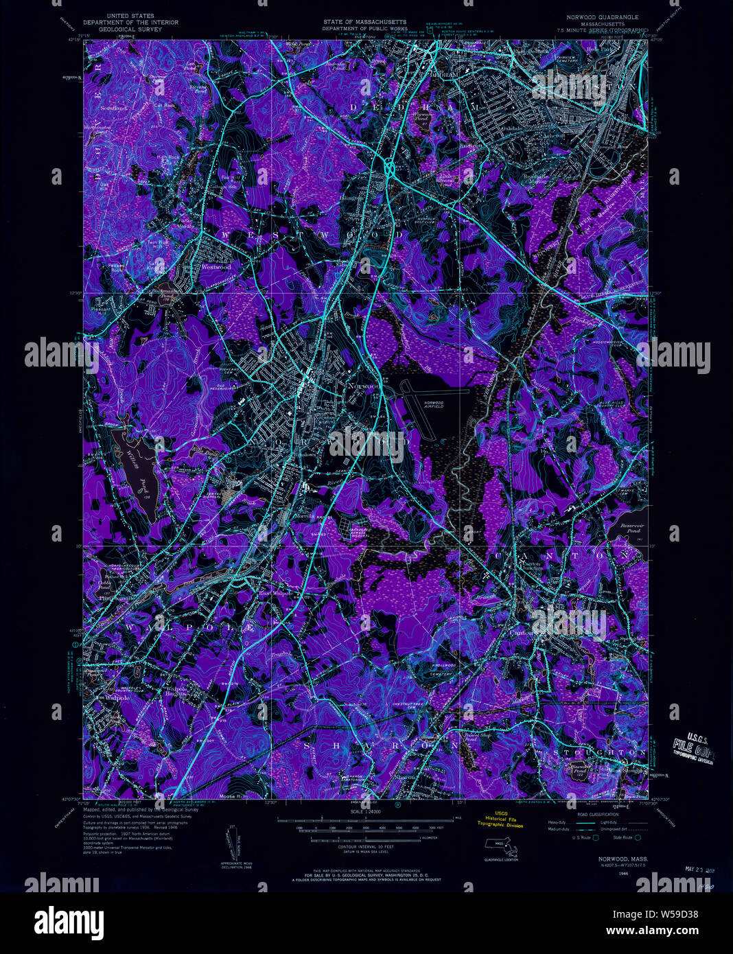 Massachusetts USGS Historical Topo Map MA Norwood 350407 1946 24000 ...