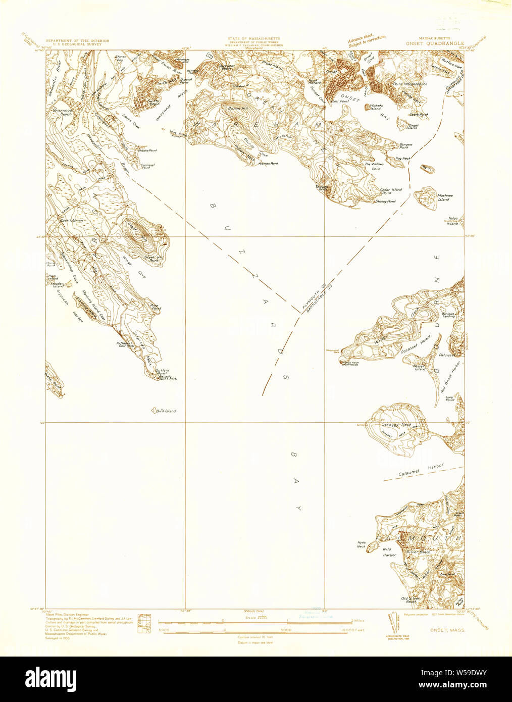 Massachusetts USGS Historical Topo Map MA Onset 350412 1936 24000 ...
