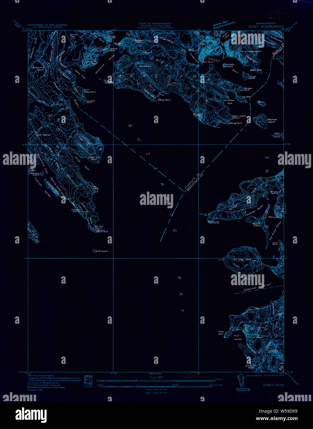 Massachusetts USGS Historical Topo Map MA Onset 350412 1936 24000 ...