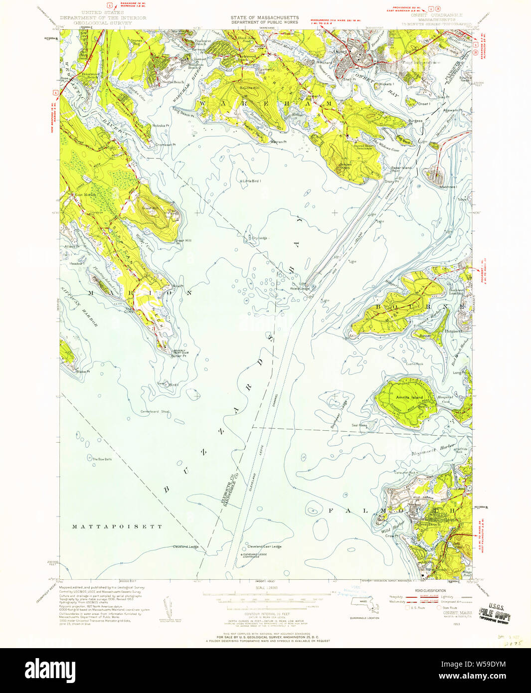 Massachusetts USGS Historical Topo Map MA Onset 350414 1953 24000 ...