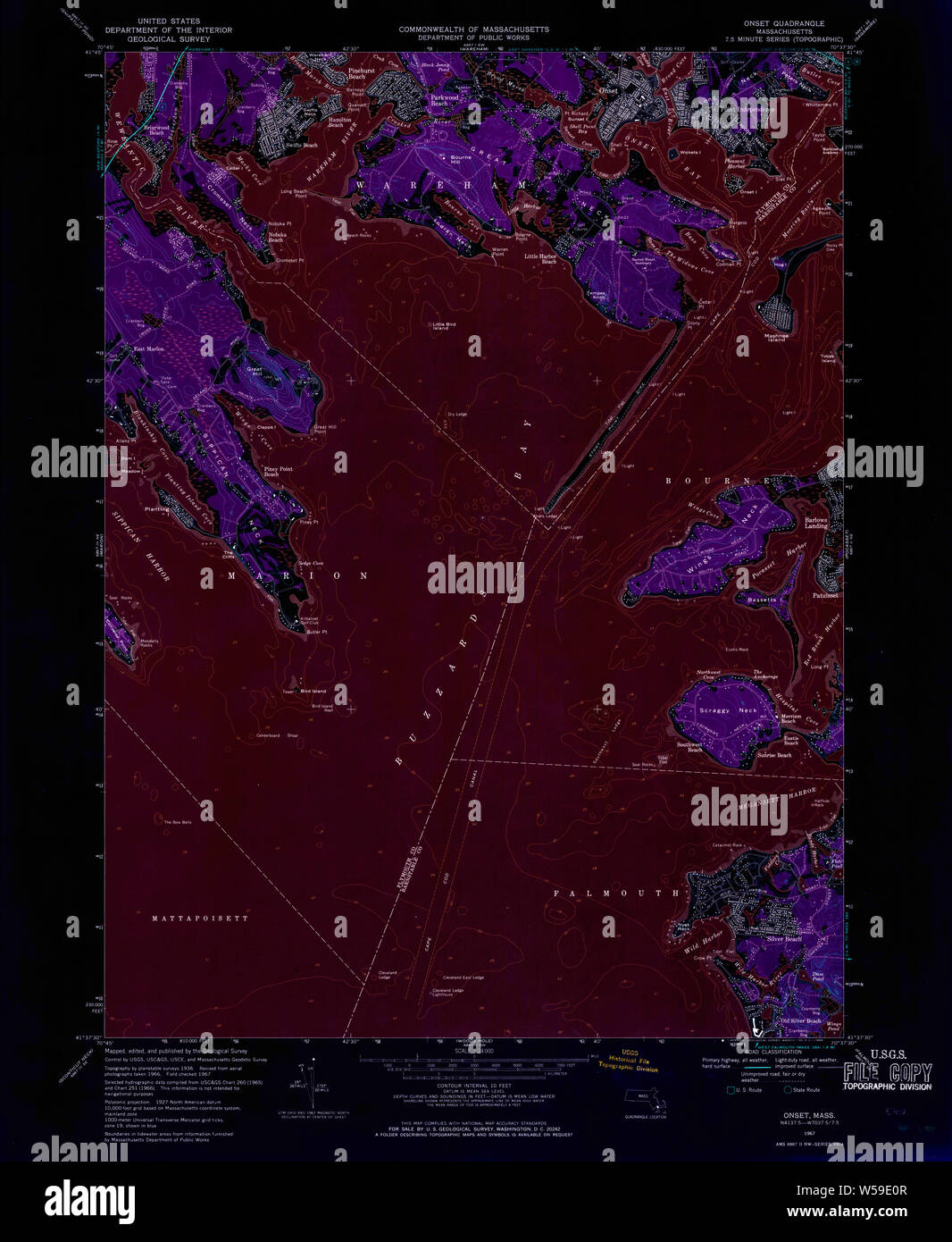 Massachusetts USGS Historical Topo Map MA Onset 350416 1967 24000 ...