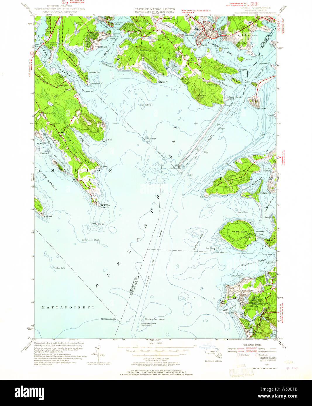 Massachusetts USGS Historical Topo Map MA Onset 350415 1953 24000 ...
