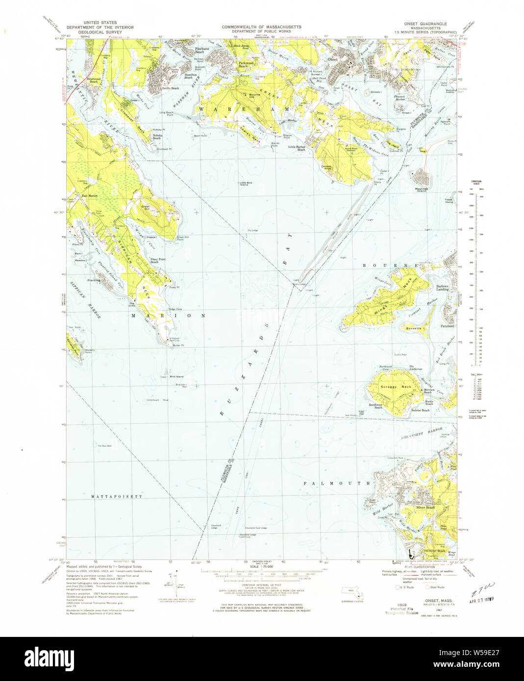 Massachusetts USGS Historical Topo Map MA Onset 351185 1967 25000 ...