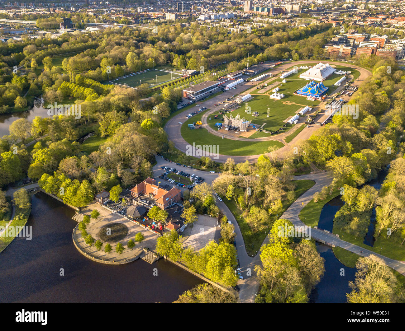 Aerial View of main park Stadspark area of Groningen city Netherlands ...