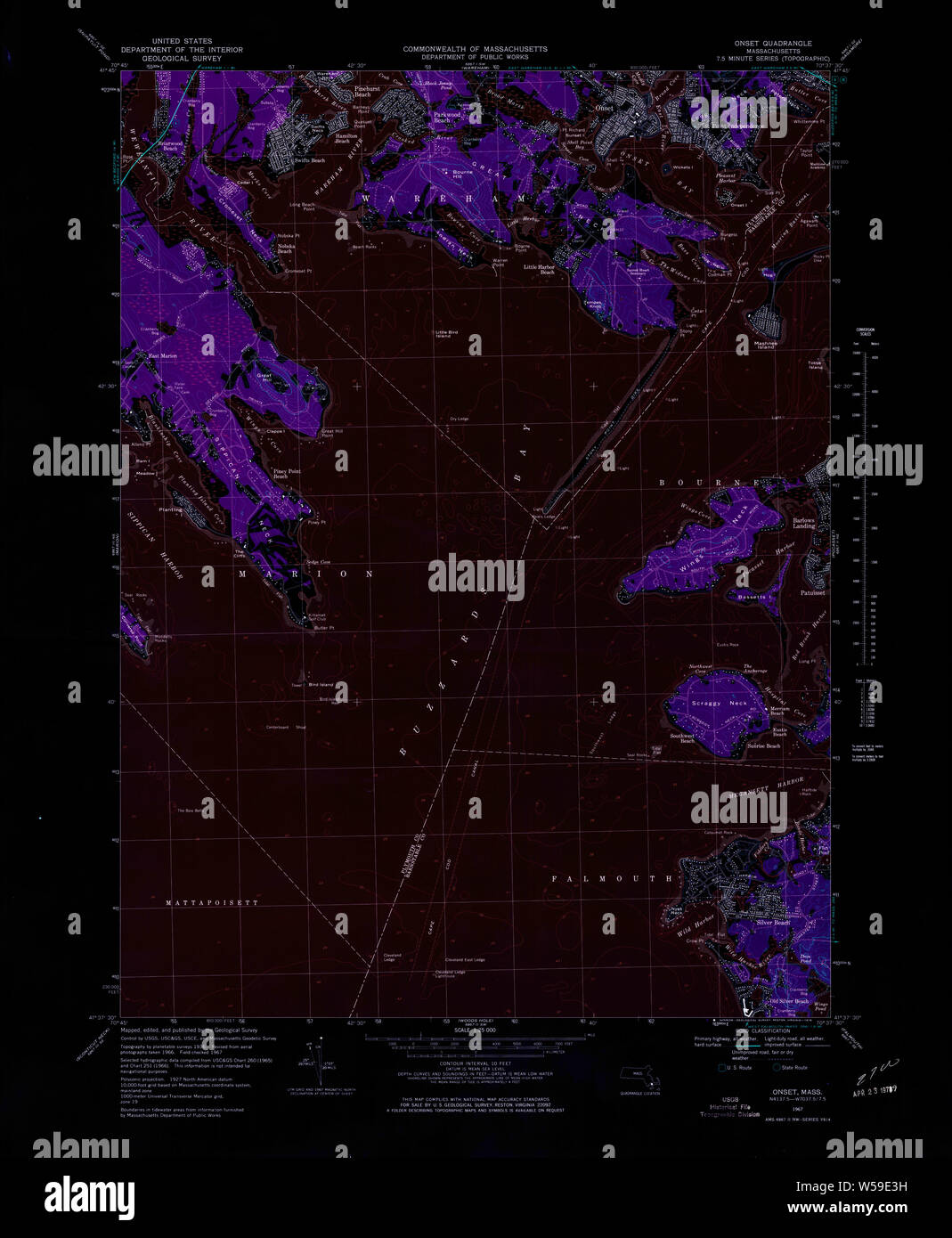 Massachusetts USGS Historical Topo Map MA Onset 351185 1967 25000 ...