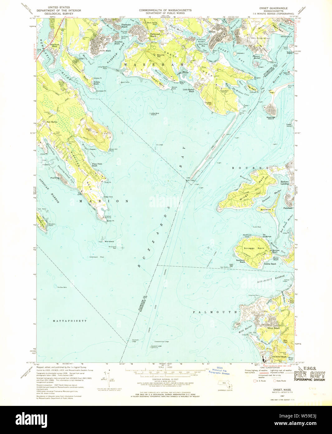 Massachusetts USGS Historical Topo Map MA Onset 350416 1967 24000 ...