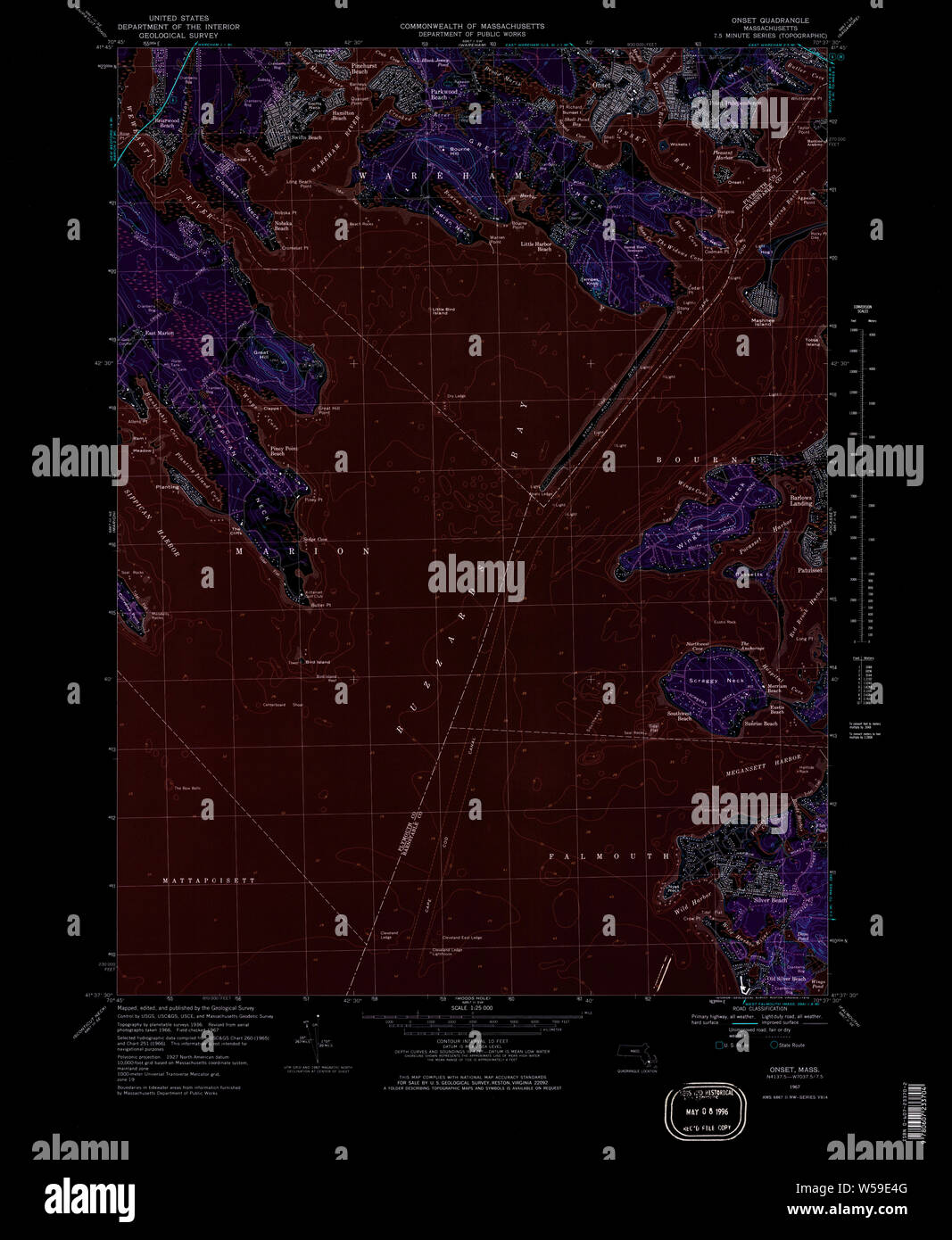 Massachusetts USGS Historical Topo Map MA Onset 351186 1967 25000 ...