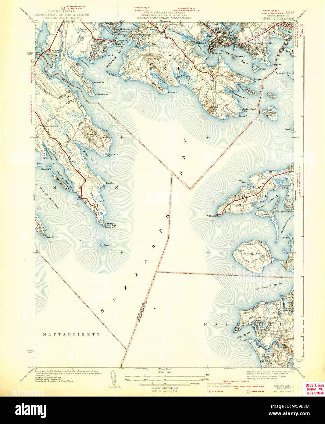 Massachusetts USGS Historical Topo Map MA Onset 352017 1941 31680 ...