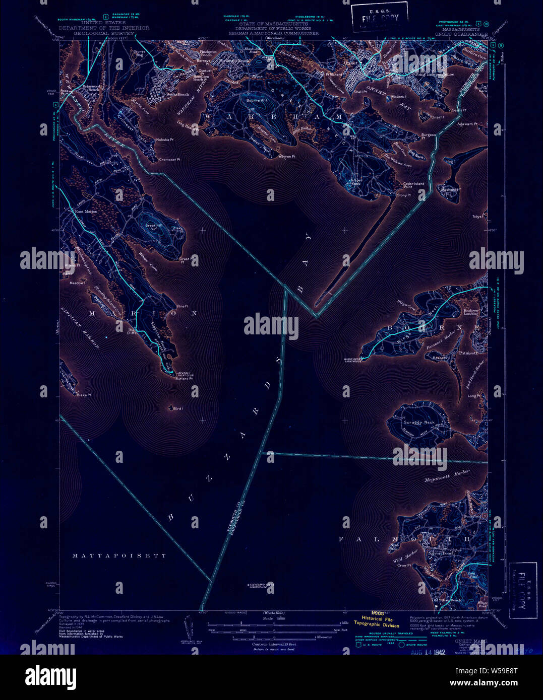 Massachusetts USGS Historical Topo Map MA Onset 352018 1941 31680 ...