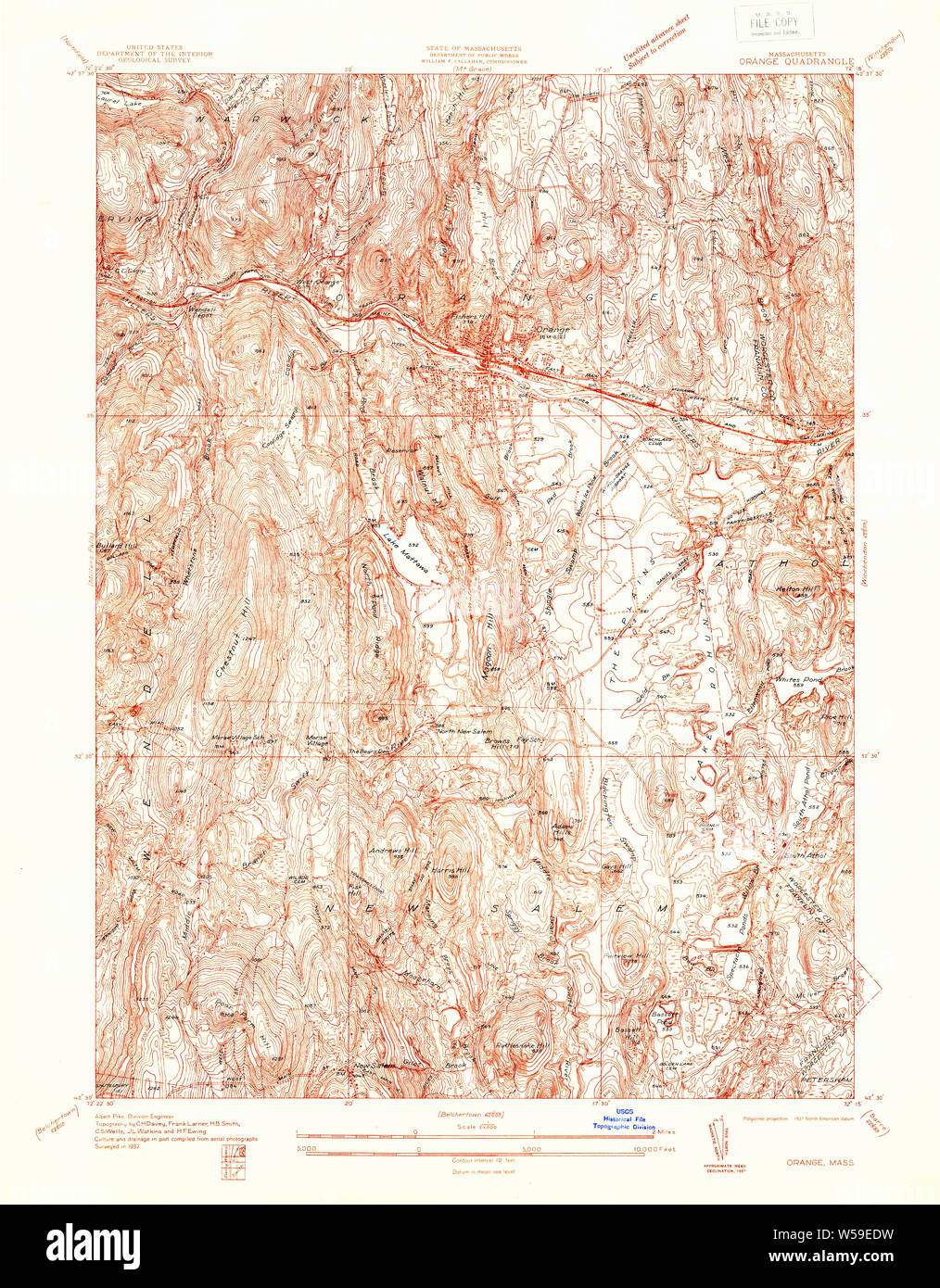 Massachusetts USGS Historical Topo Map MA Orange 350417 1937 24000 ...