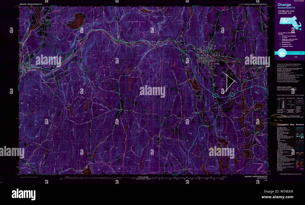 Massachusetts USGS Historical Topo Map MA Orange 351188 1990 25000 ...