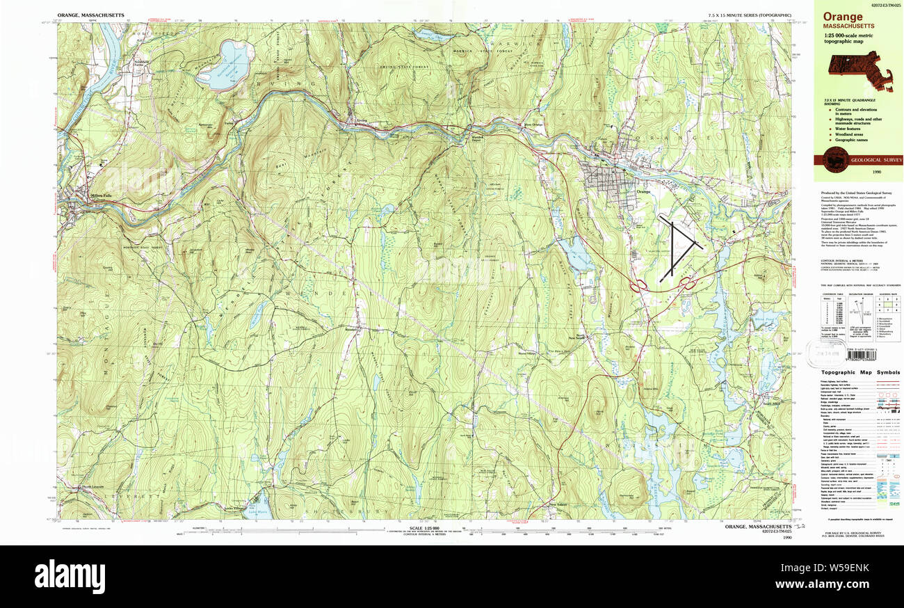 Massachusetts USGS Historical Topo Map MA Orange 351189 1990 25000 ...