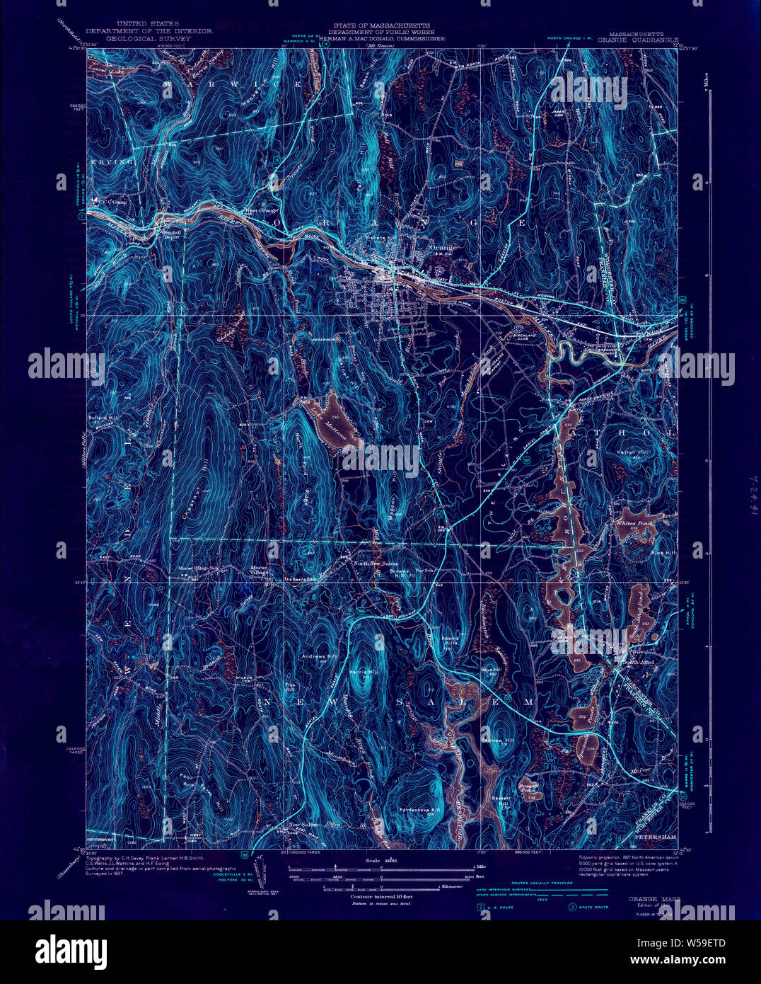 Massachusetts USGS Historical Topo Map MA Orange 352022 1941 31680 ...