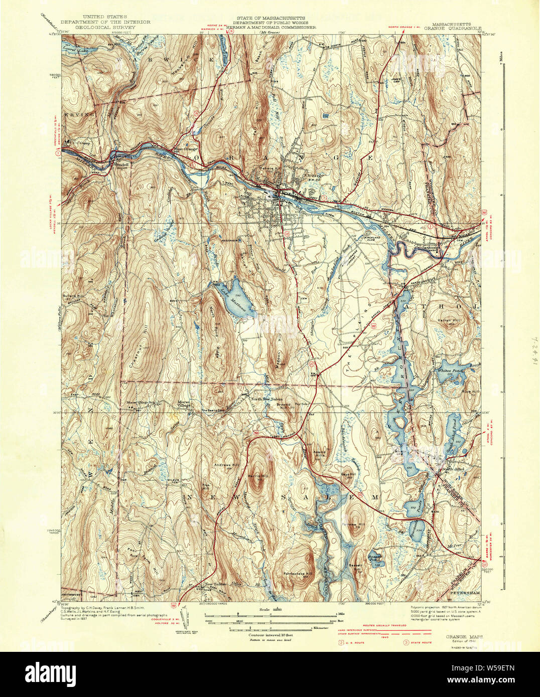Massachusetts USGS Historical Topo Map MA Orange 352022 1941 31680 ... Massachusetts USGS Historical Topo Map MA Orange 352022 1941 31680 ...