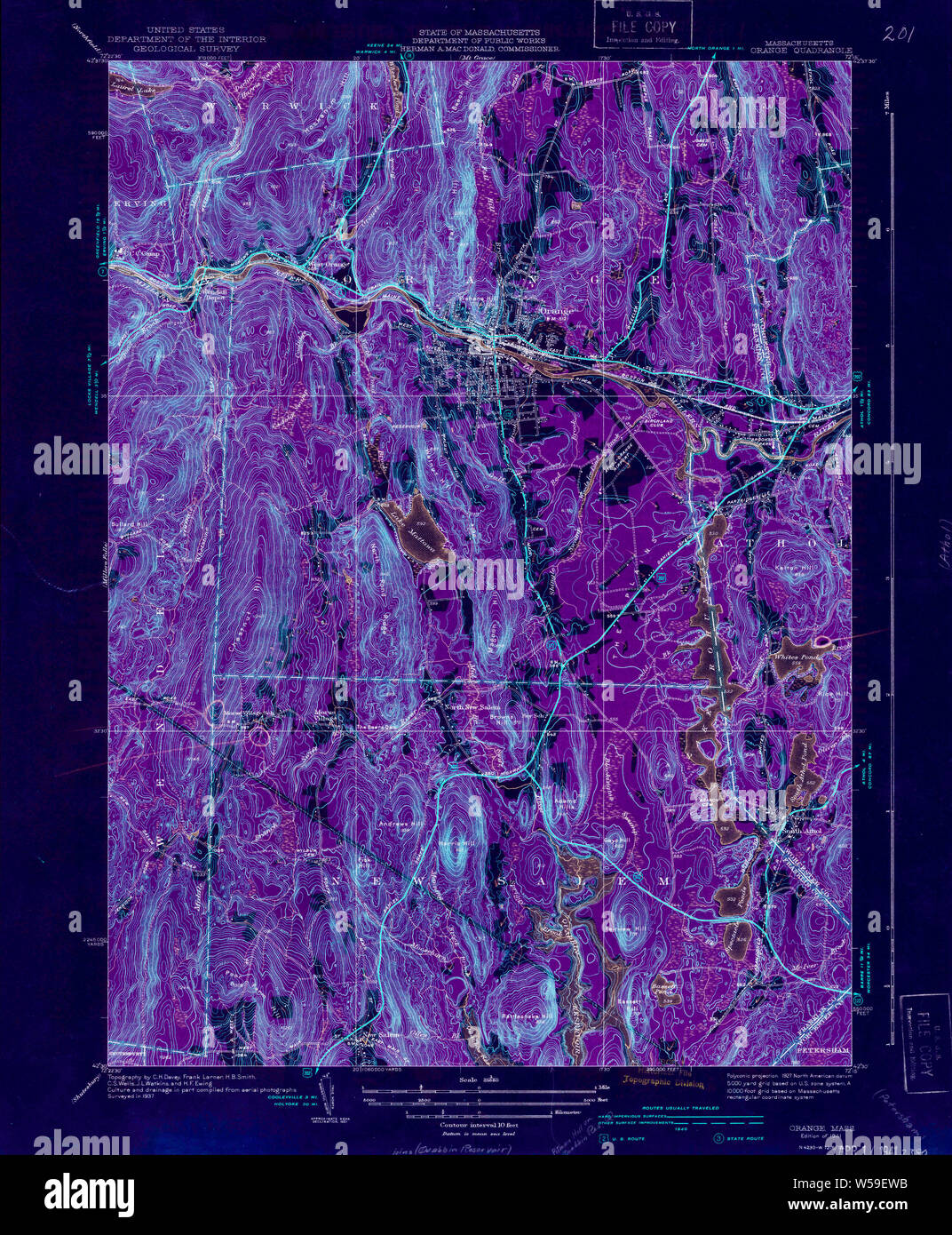 Massachusetts USGS Historical Topo Map MA Orange 352023 1941 31680 ...