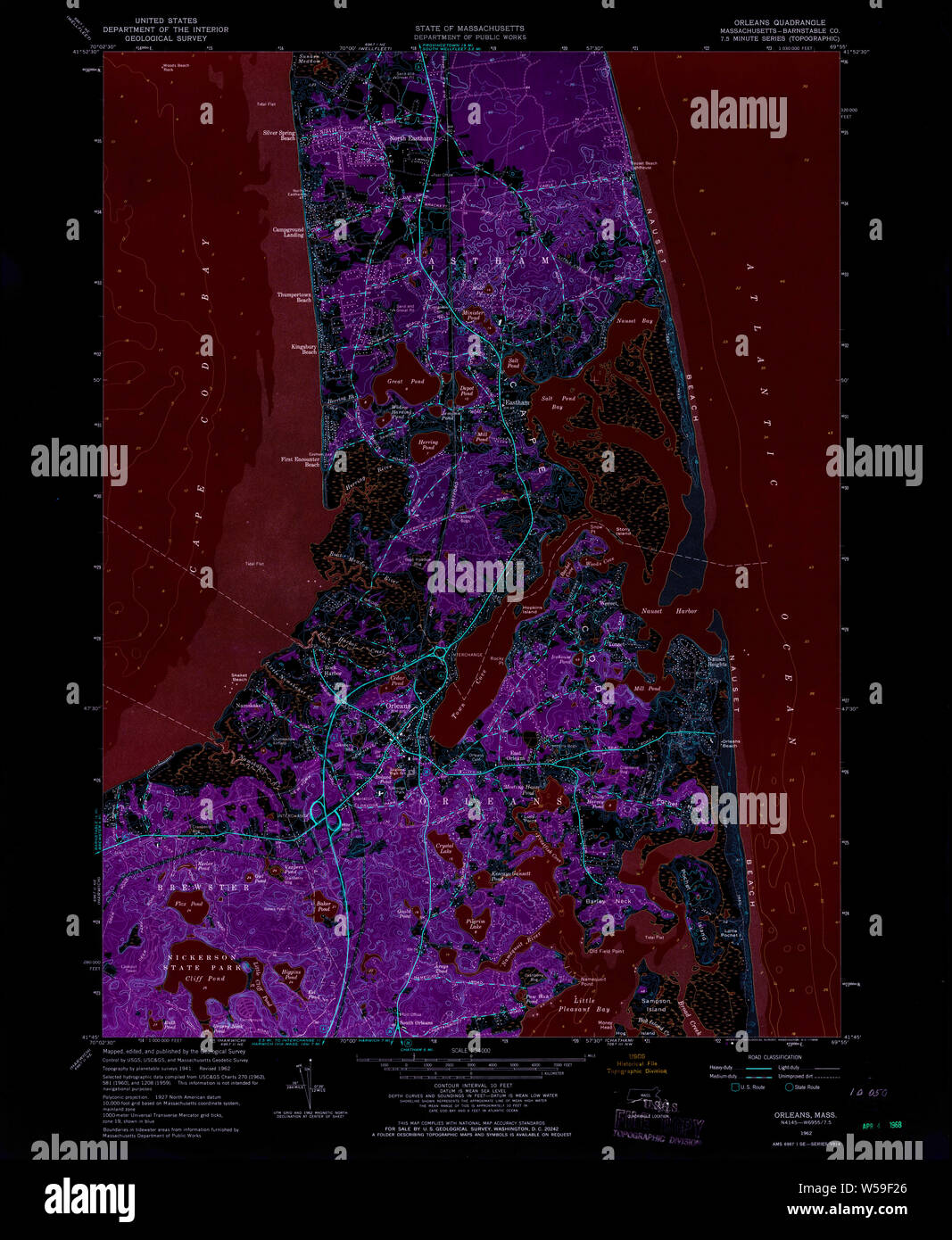 Massachusetts USGS Historical Topo Map MA Orleans 350426 1962 24000 ...