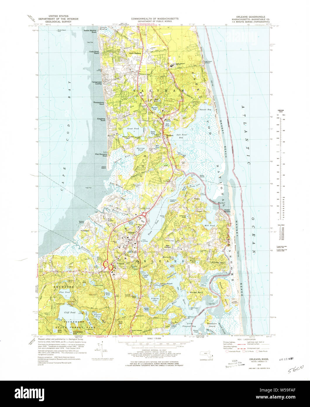 Massachusetts USGS Historical Topo Map MA Orleans 351195 1974 25000 ...