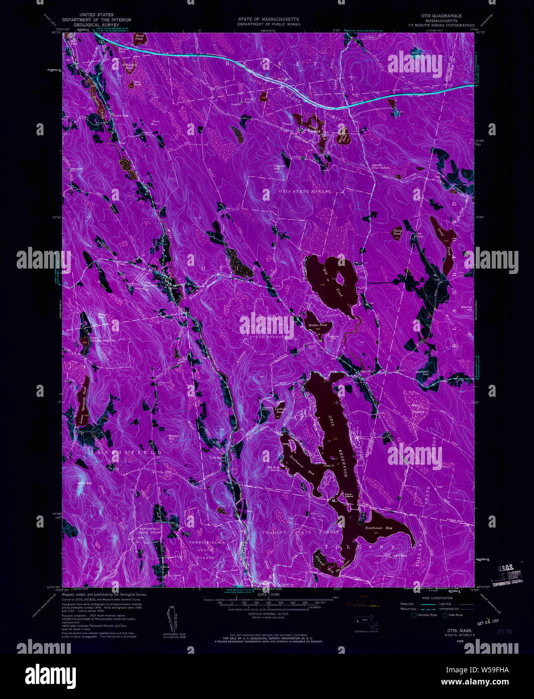 Massachusetts USGS Historical Topo Map MA Otis 350430 1958 24000 ...