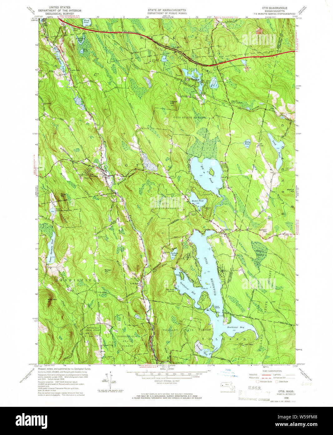 Massachusetts USGS Historical Topo Map MA Otis 350431 1958 24000 ...