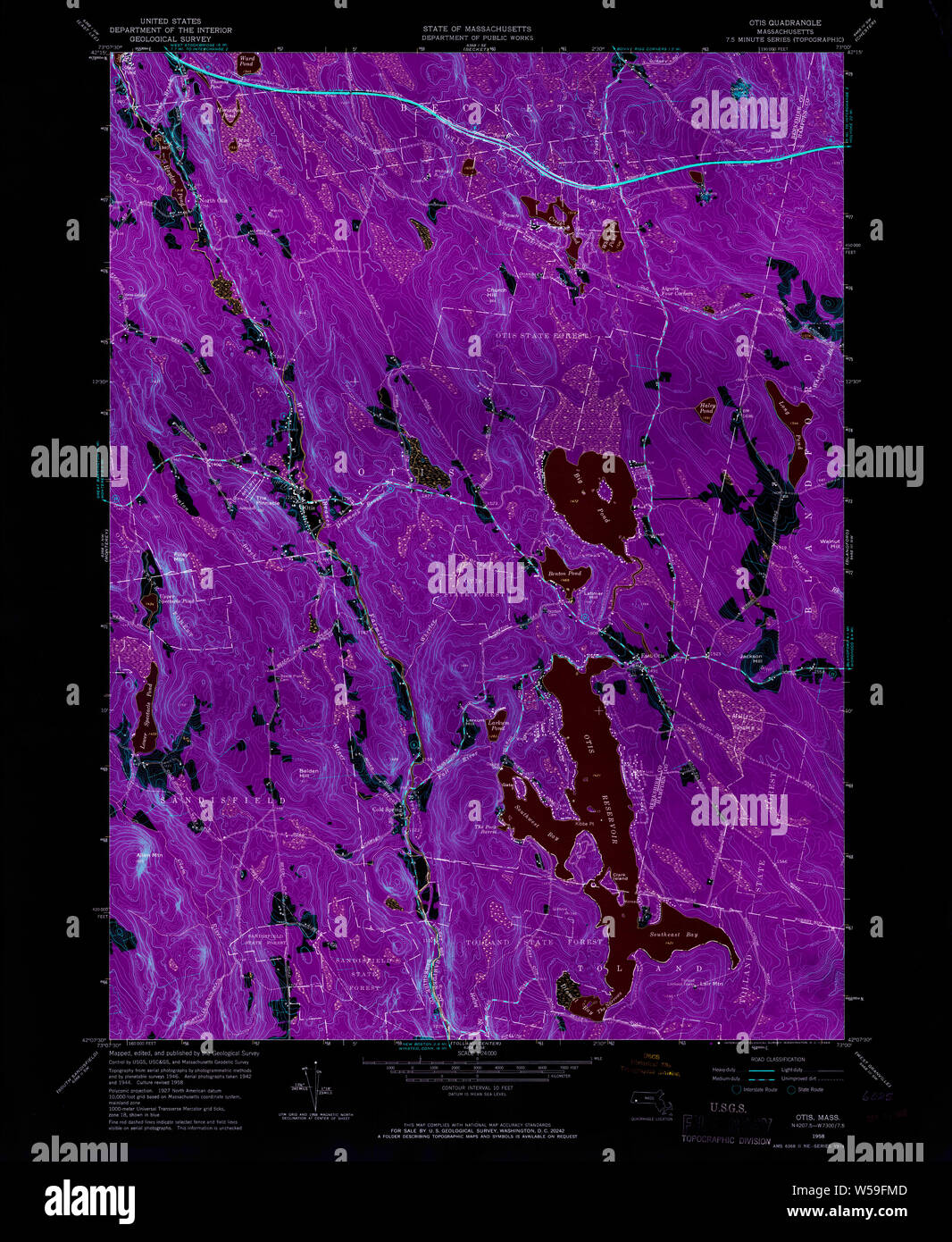 Massachusetts USGS Historical Topo Map MA Otis 350431 1958 24000 ...