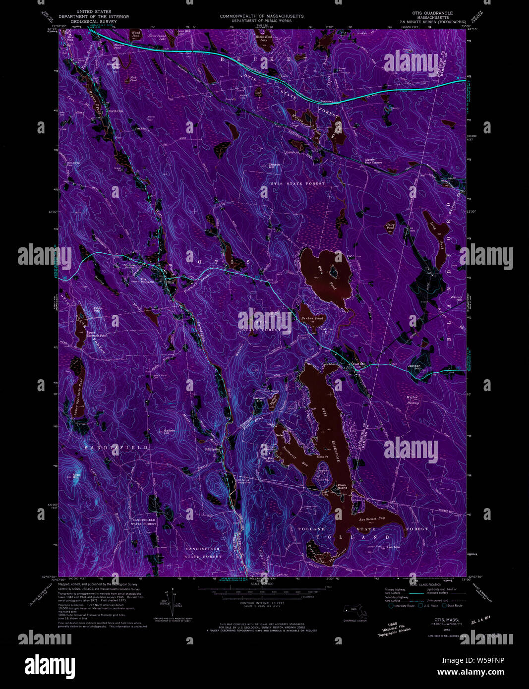Massachusetts USGS Historical Topo Map MA Otis 350432 1973 24000 ...