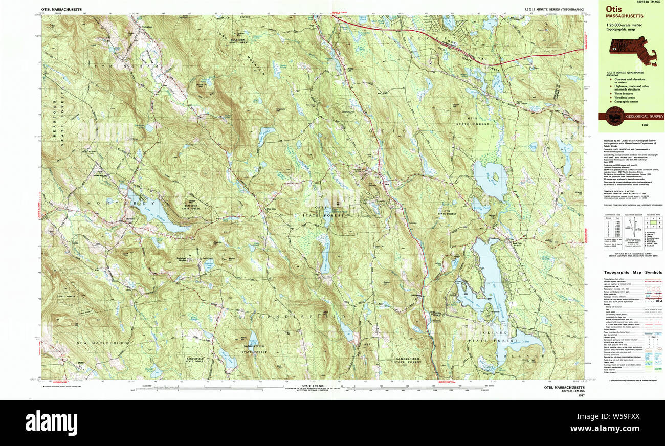 Massachusetts USGS Historical Topo Map MA Otis 351197 1987 25000 ...