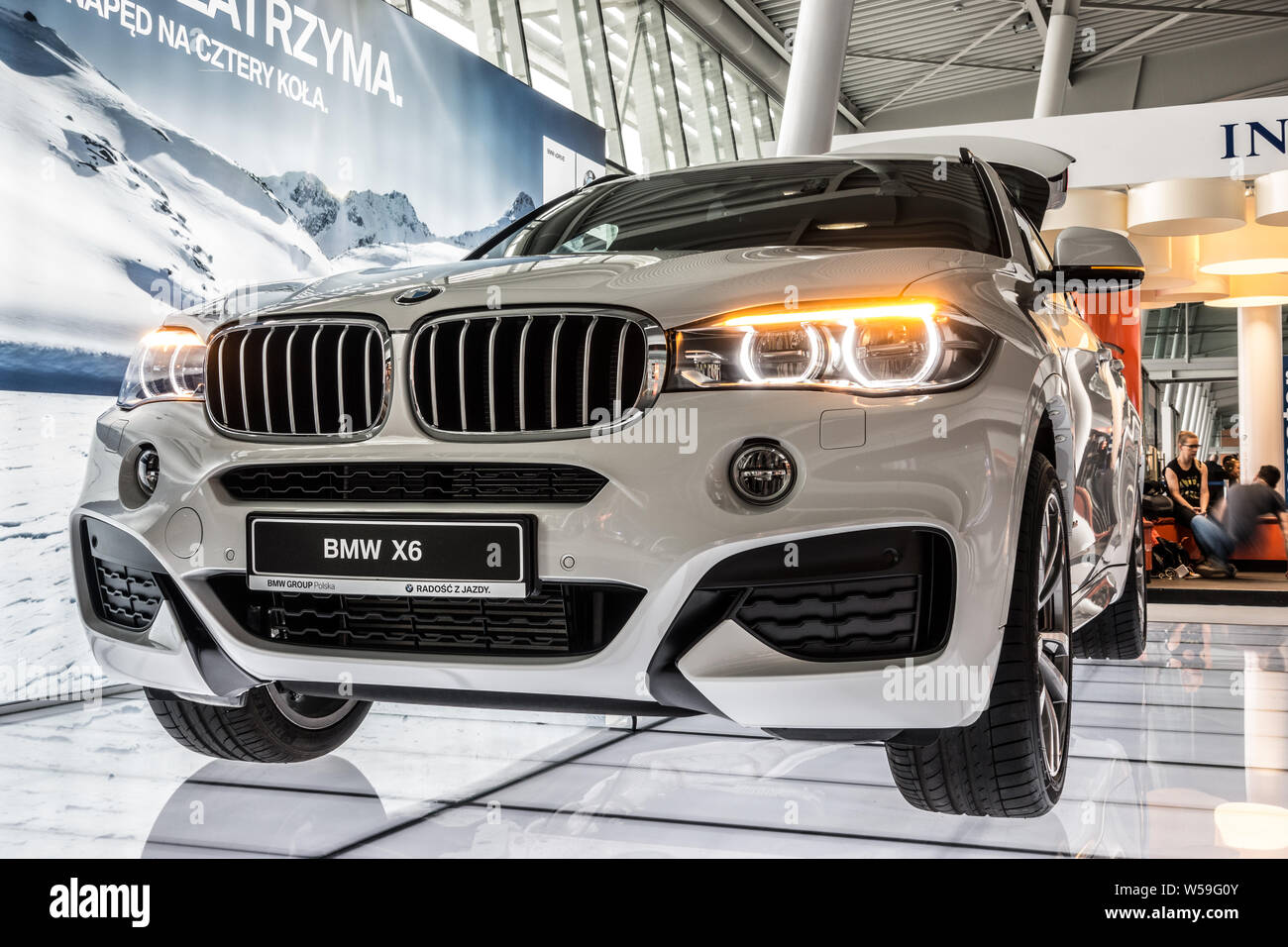 Warsaw, Poland, Feb 2017: white BMW X6 2nd gen xDrive, Second ...
