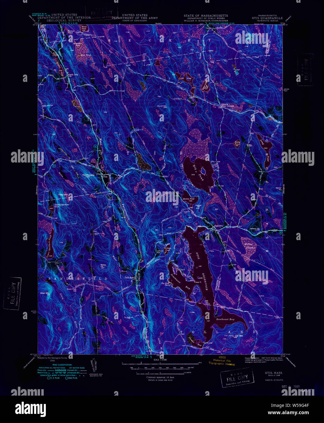Massachusetts USGS Historical Topo Map MA Otis 352031 1948 31680 ...
