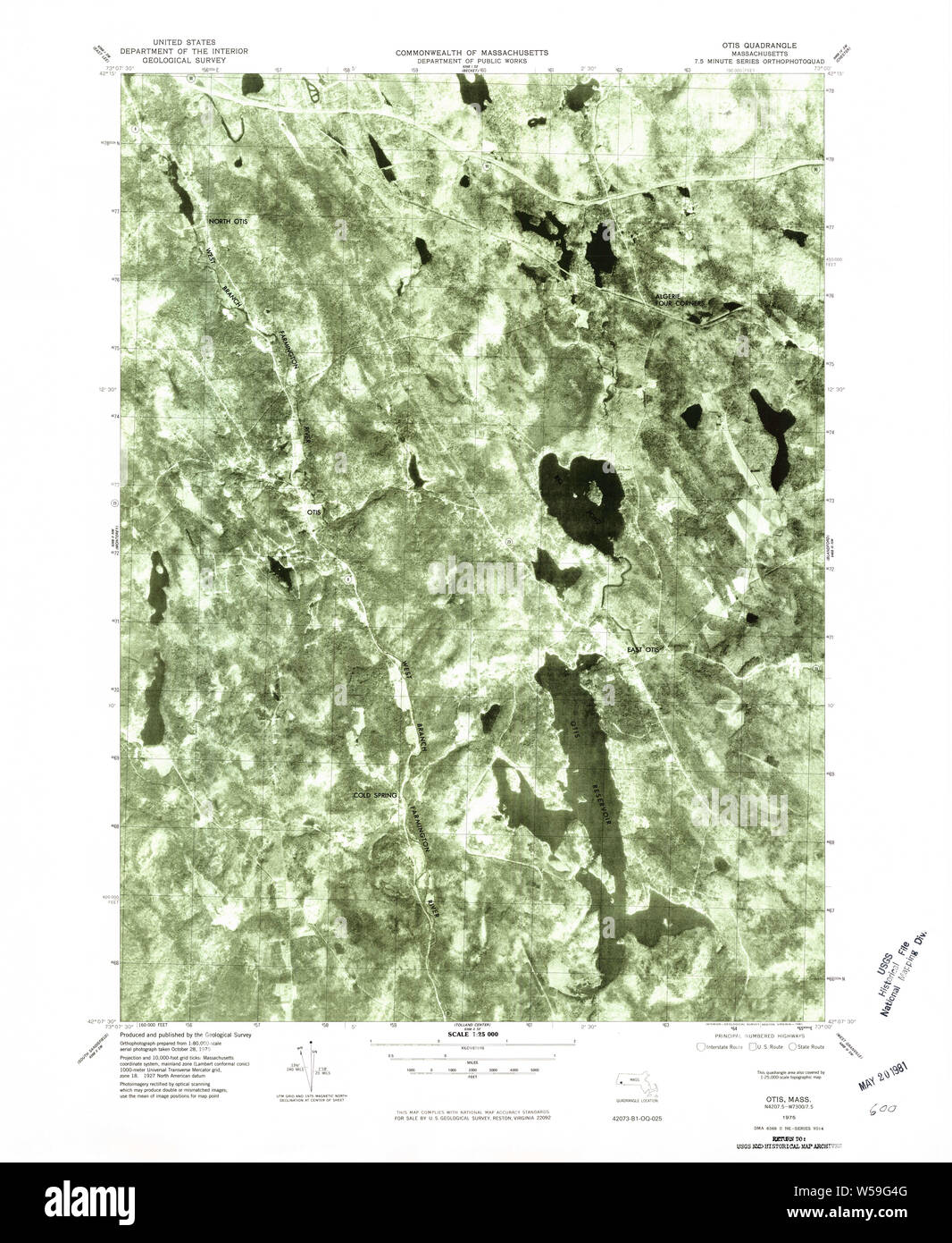 Massachusetts USGS Historical Topo Map MA Otis 351202 1975 25000 ...