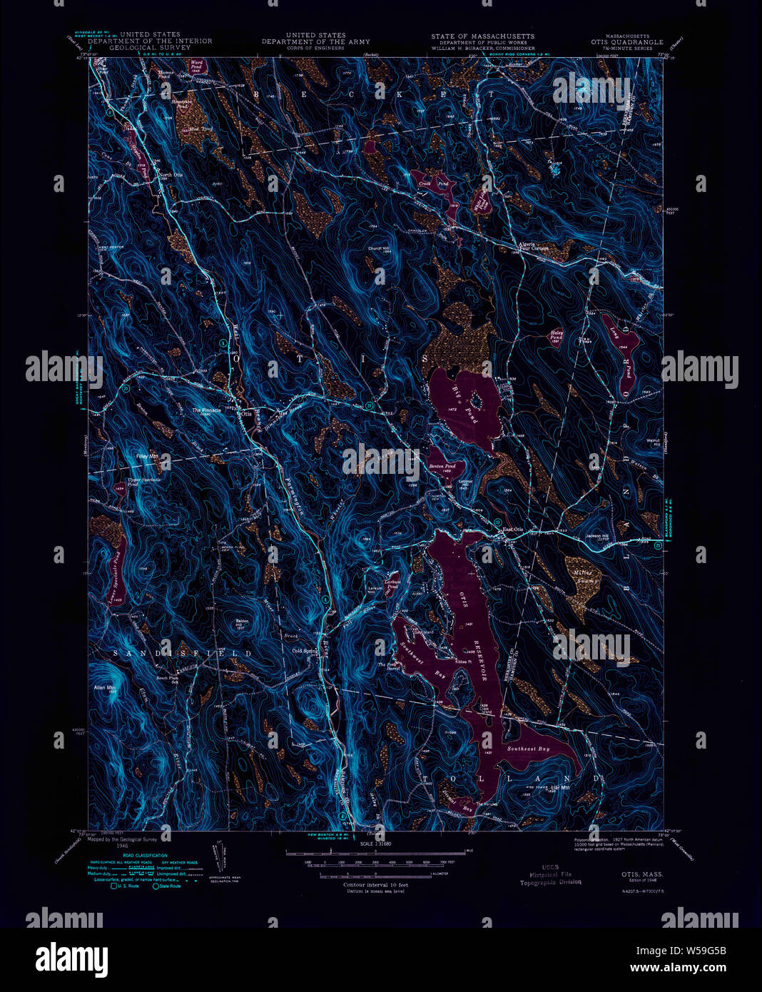 Massachusetts USGS Historical Topo Map MA Otis 352033 1948 31680 ...