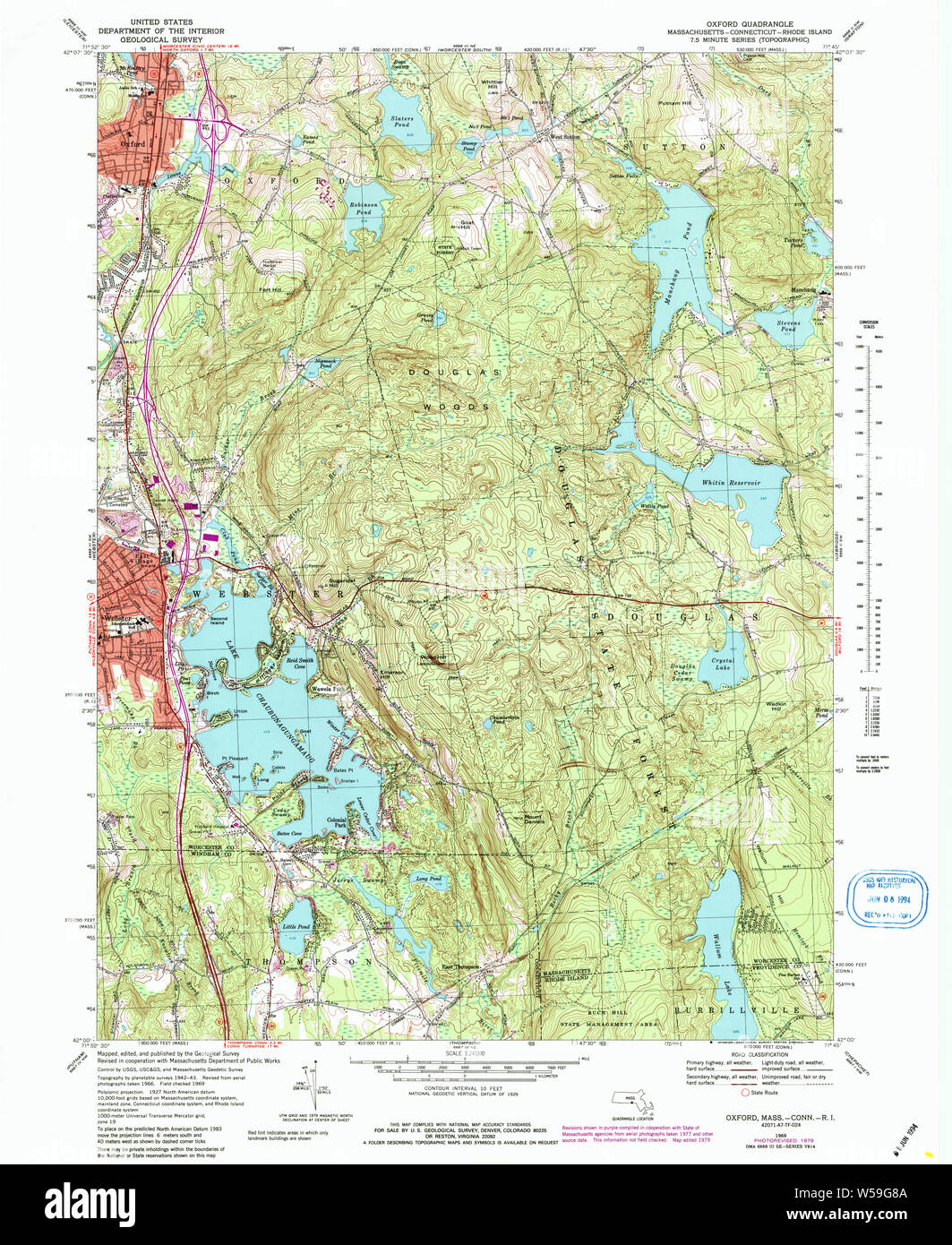 Massachusetts USGS Historical Topo Map MA Oxford 350434 1969 24000 ...
