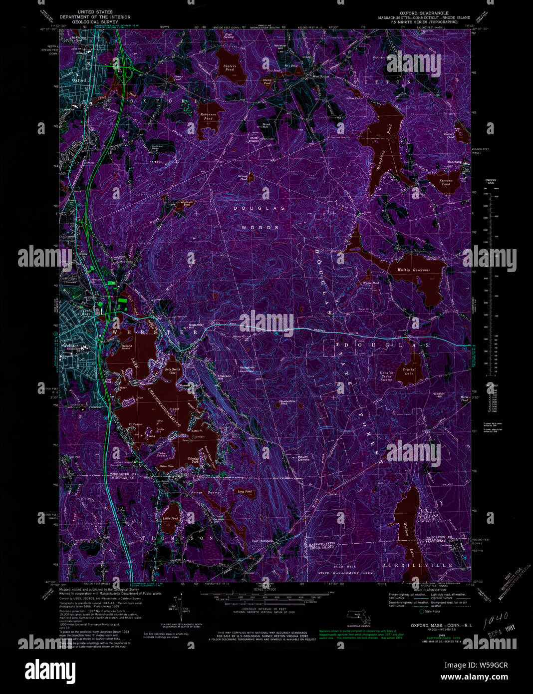 Massachusetts USGS Historical Topo Map MA Oxford 350437 1969 24000 ...