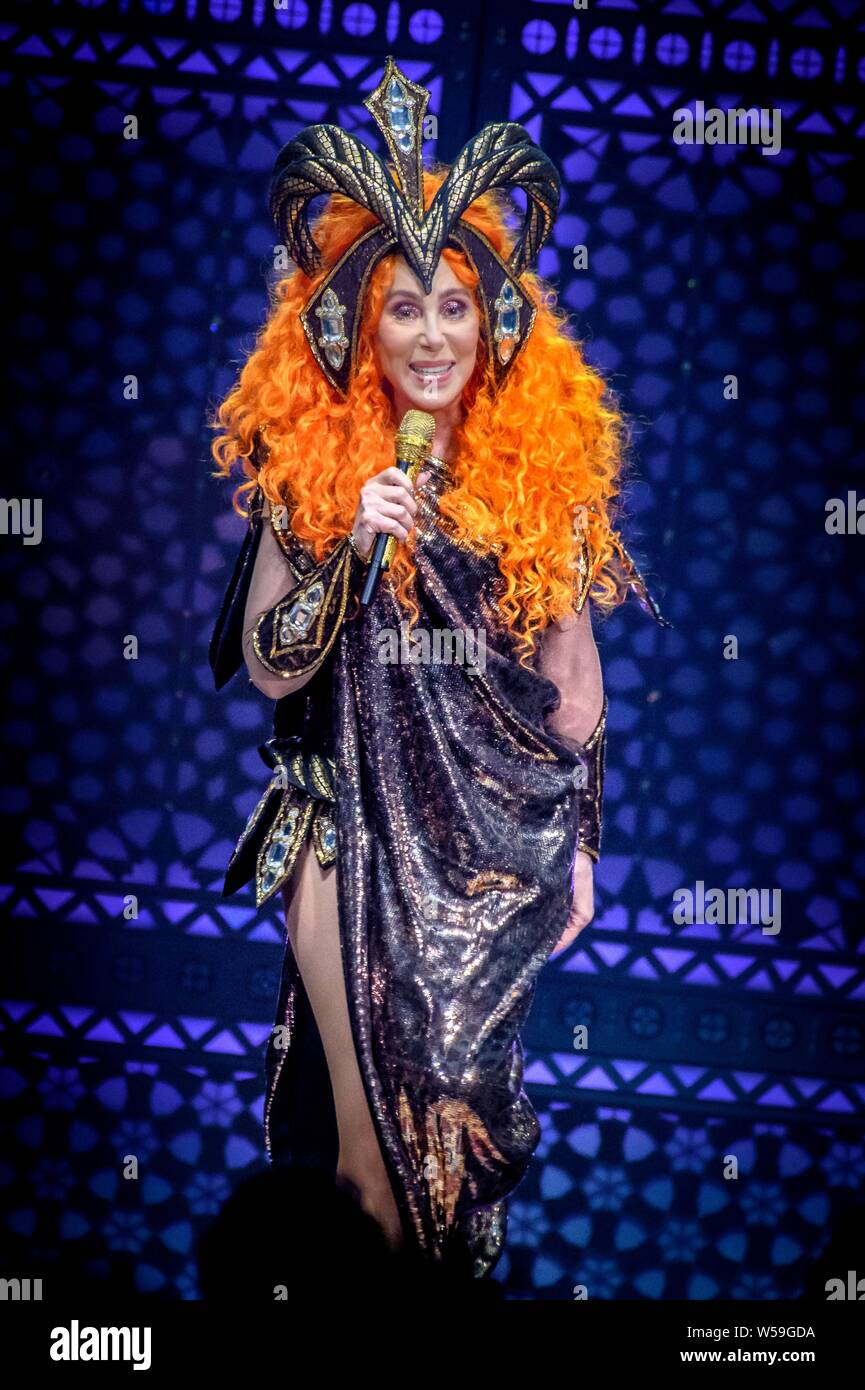 American singer and actress CHER (Cherilyn Sarkisian) performs at a ...