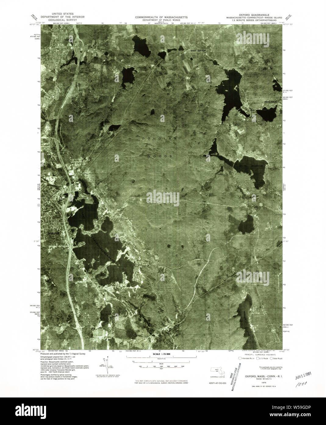 Massachusetts USGS Historical Topo Map MA Oxford 351203 1975 25000 ...