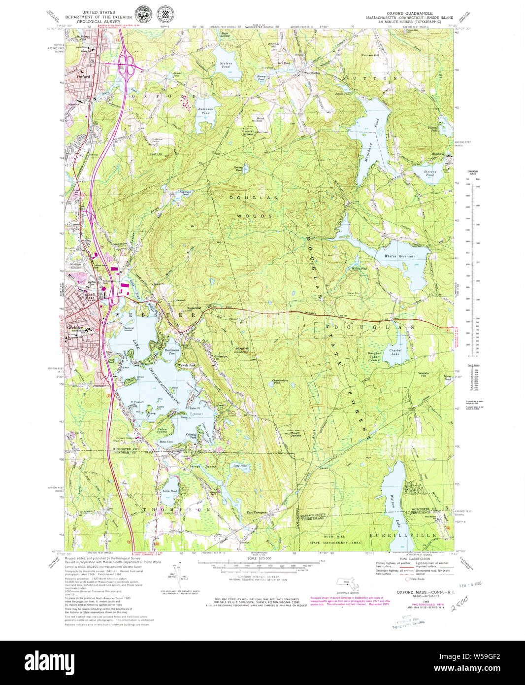Massachusetts USGS Historical Topo Map MA Oxford 351204 1969 25000 ...
