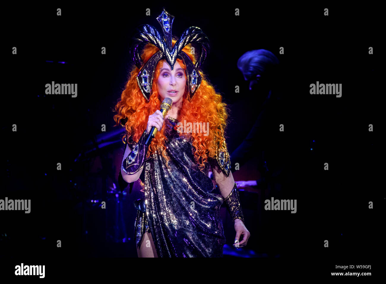 American singer and actress CHER (Cherilyn Sarkisian) performs at a ...