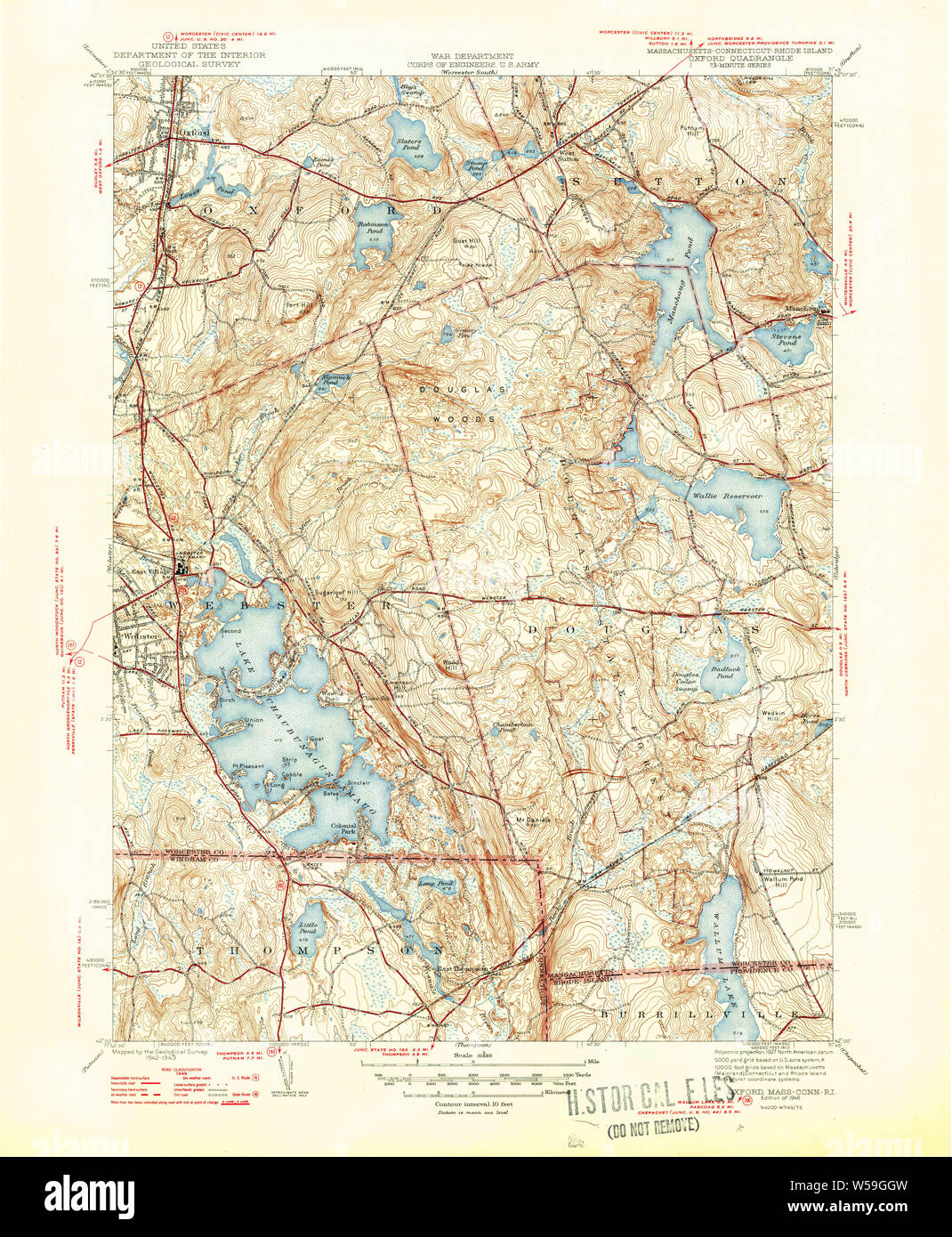Massachusetts USGS Historical Topo Map MA Oxford 352035 1946 31680 ...