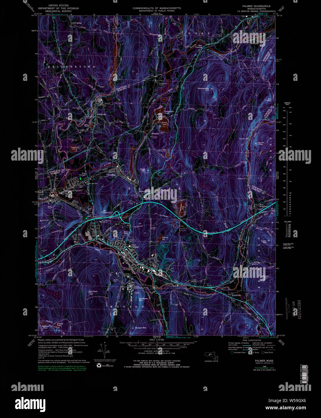 Massachusetts USGS Historical Topo Map MA Palmer 351209 1969 25000 ...