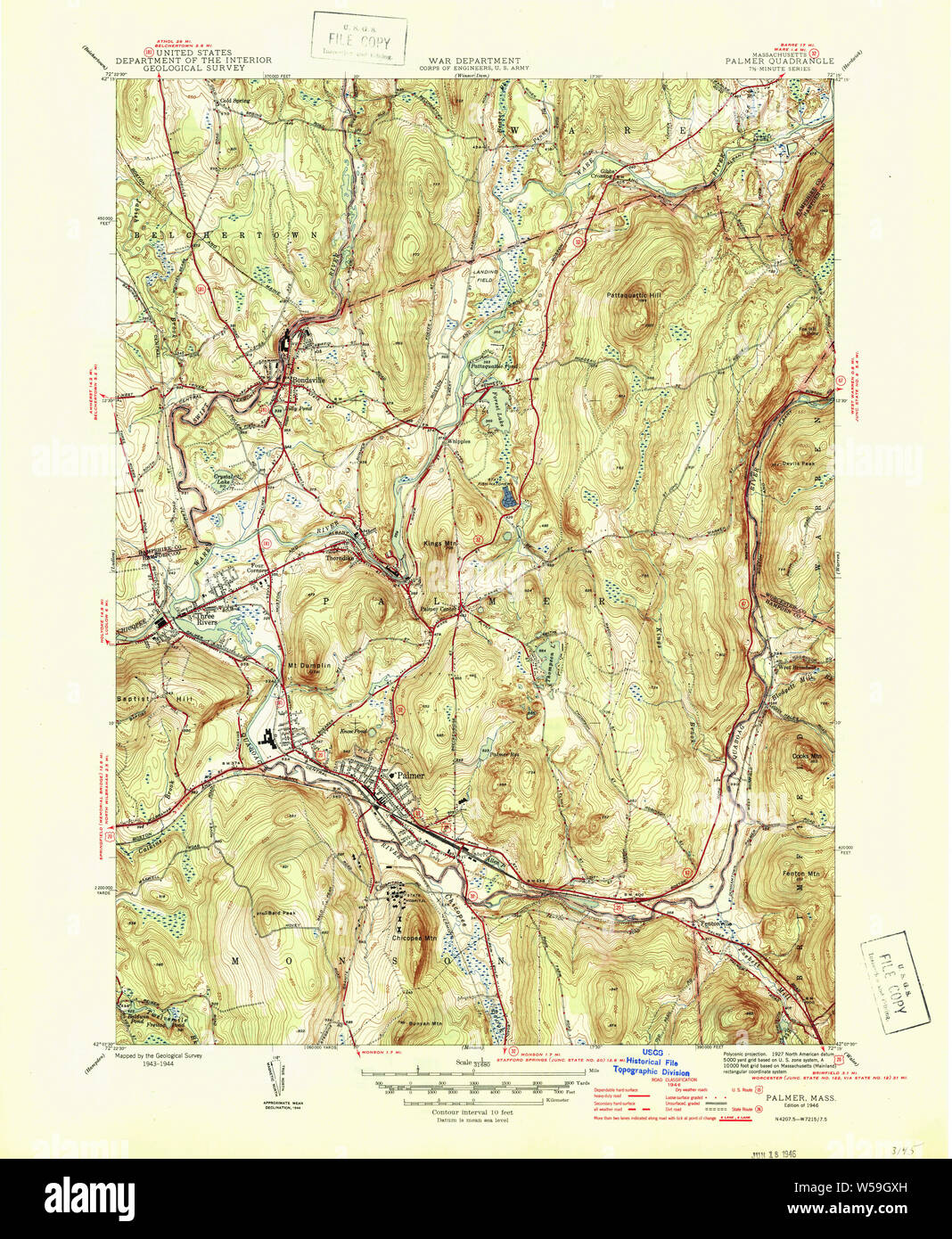 Massachusetts USGS Historical Topo Map MA Palmer 352040 1946 31680 ...