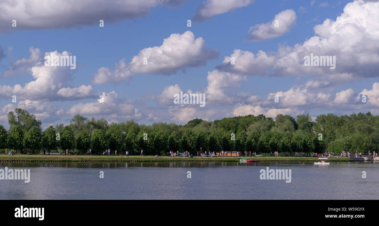 pure lake in the park at sunny summer day. nature, seasons Stock Photo ...